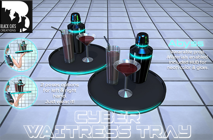 Second Life Marketplace - [BCC] Cyber Waitress Tray - Abyss - ADD ME
